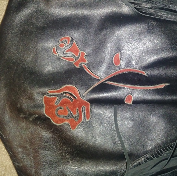 Jackets & Coats | Vintage Leather Jacket With Red Roses | Poshmark